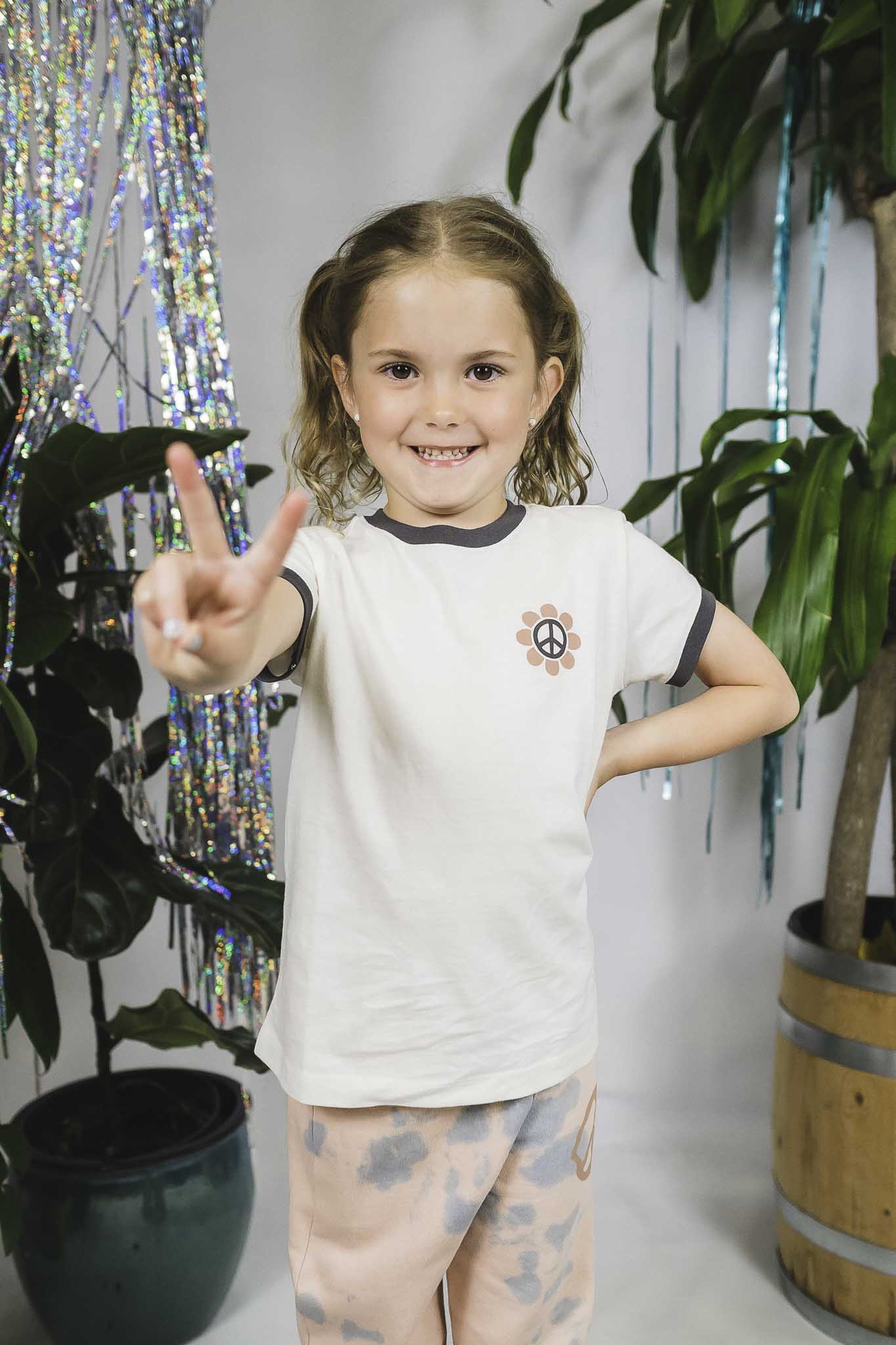 Natural Black Flower Child Ringer Tee (Girl) – Bowfish Kids